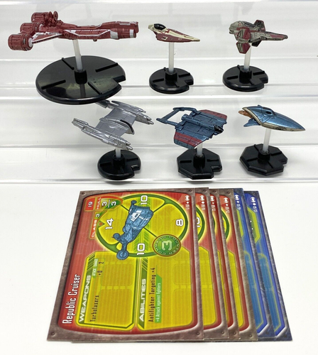 Star Wars Miniatures: Starship Battles Lot - 6 Models with Cards WOTC ...