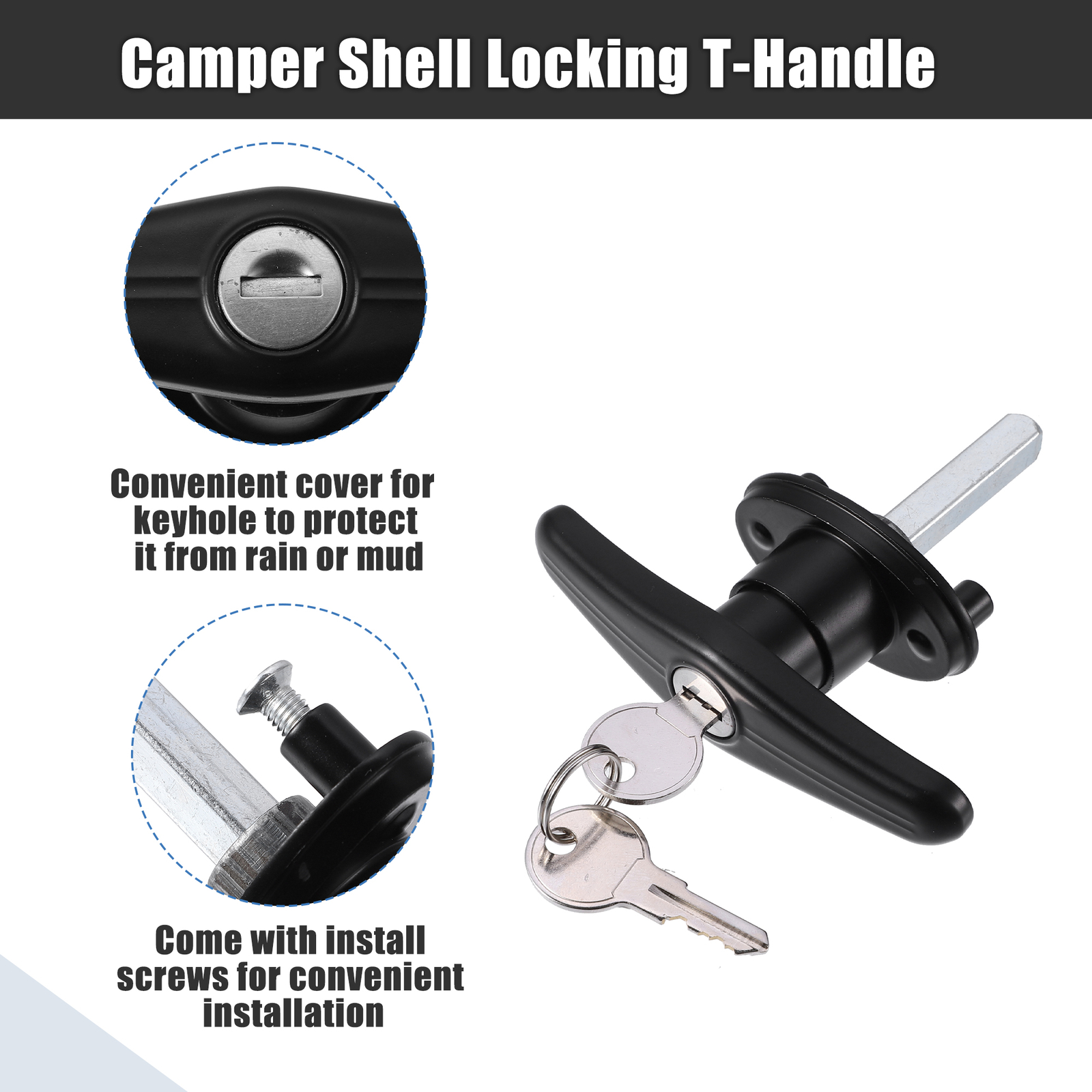 Universal Truck Cap Lock T Handles for Pickup Truck Cap Camper Shell ...