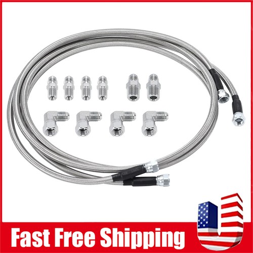 SS Braided Transmission Cool Hoses Lines Kit For Chevy Ford TH350 700R4 ...