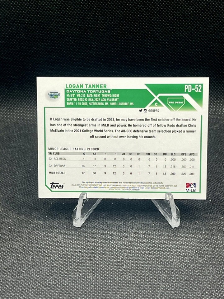 2023 Topps Pro Debut Logan Tanner Prospect Auto Cincinnati Reds | eBay