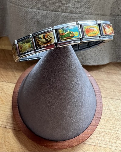 Italian Uberry Stainless Steel Religious Charm Bracelet . 18 Charms ...