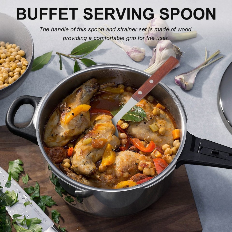 Steel Kitchen Utensils Set Stainless Slotted Spoon Dinner Serving ...