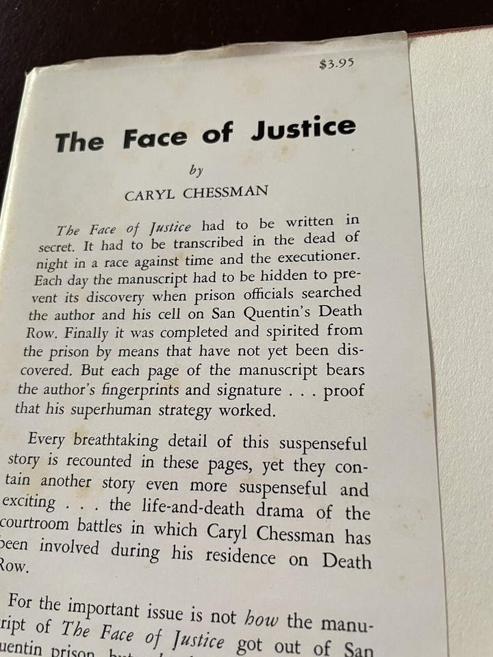 The Face Of Justice Caryl Chessman Hardback Dust Jacket Death Row 👍👍👍👋👋 ...