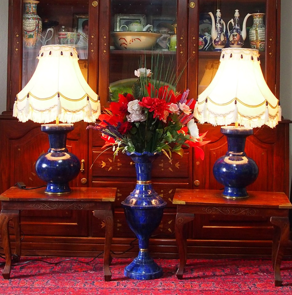 Pair very rare Lapis Lazuli Table lamp Hand Crafted Tischlampe ...