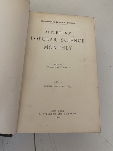 VTG 1897 WILLIAM YOUMANS POPULAR SCIENCE MONTHLY VOL. 50 HC BOOK | eBay