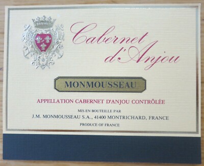Etiquettes vin FRANCE Cabernet D' Anjou J M Monmousseau Montrichard ...
