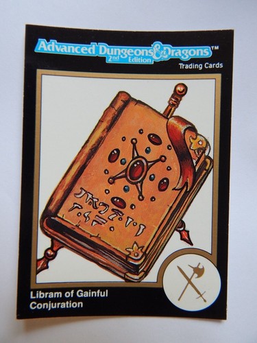 LIBRAM OF GAINFUL CONJURATION RARE 1ST SERIES GOLD BORDER AD&D TSR CARD ...