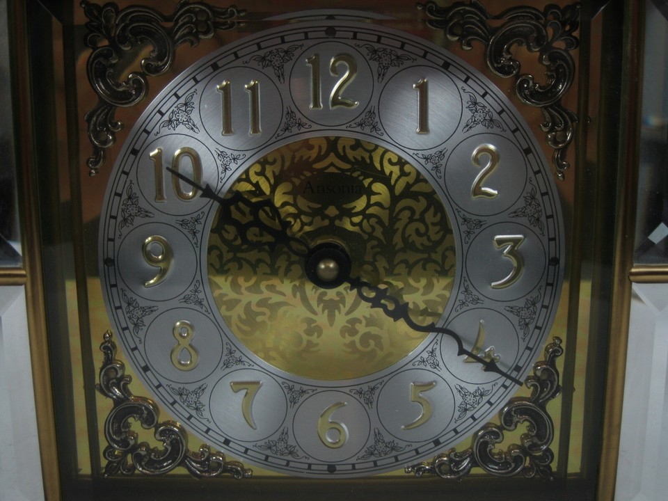 Vintage Ansonia Gold Medallion Mantle Clock #1345 c Bevelled Mirror AA ...