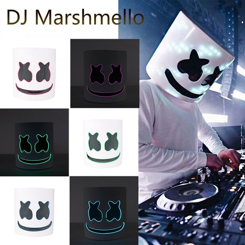 DJ MarshMello LED Mask Helmet for Rave Party Cosplay Costume Prop Music ...