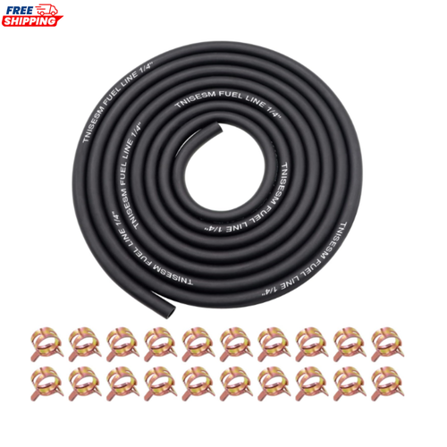 1/4 Inch ID Fuel Line Hose 10Ft + 20 Hose Clamps for Small Gas Engines ...