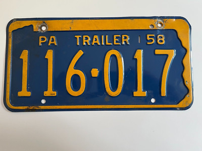 1958 Pennsylvania License Plate TRAILER All Original | eBay