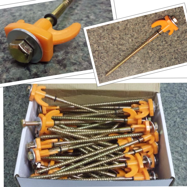 50 x Heavy Duty Hard Ground Pegs - Drill Top Rock Peg ORANGE 1/2" drill ...
