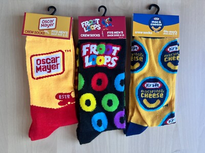 Funny Nostalgic Food Adult Sock Lot Kraft Mac & Cheese Froot Loops ...