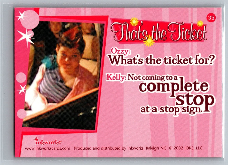 That's the Ticket 2002 Inkworks The Osbournes #35 Trading Card TV Show Series | eBay