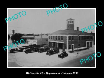 OLD LARGE HISTORIC PHOTO OF WALKERVILLE ONTARIO FIRE DEPARTMENT STATION ...