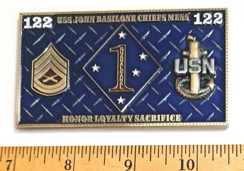 Amazing 3.5" USN Navy Chiefs Mess CPO Challenge Coin USS John Basilone ...