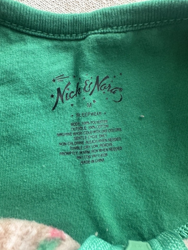 Nick And Nora Sock Monkey Zip Up One Piece PJ Adult Medium Unisex ...