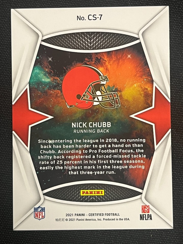 2021 Panini Certified Football Card Nick Chubb #CS-7 027/199 Mint Range ...