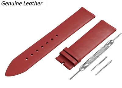 For ROTARY Red Genuine Leather Strap Watch Band For Buckle Clasp 12 ...