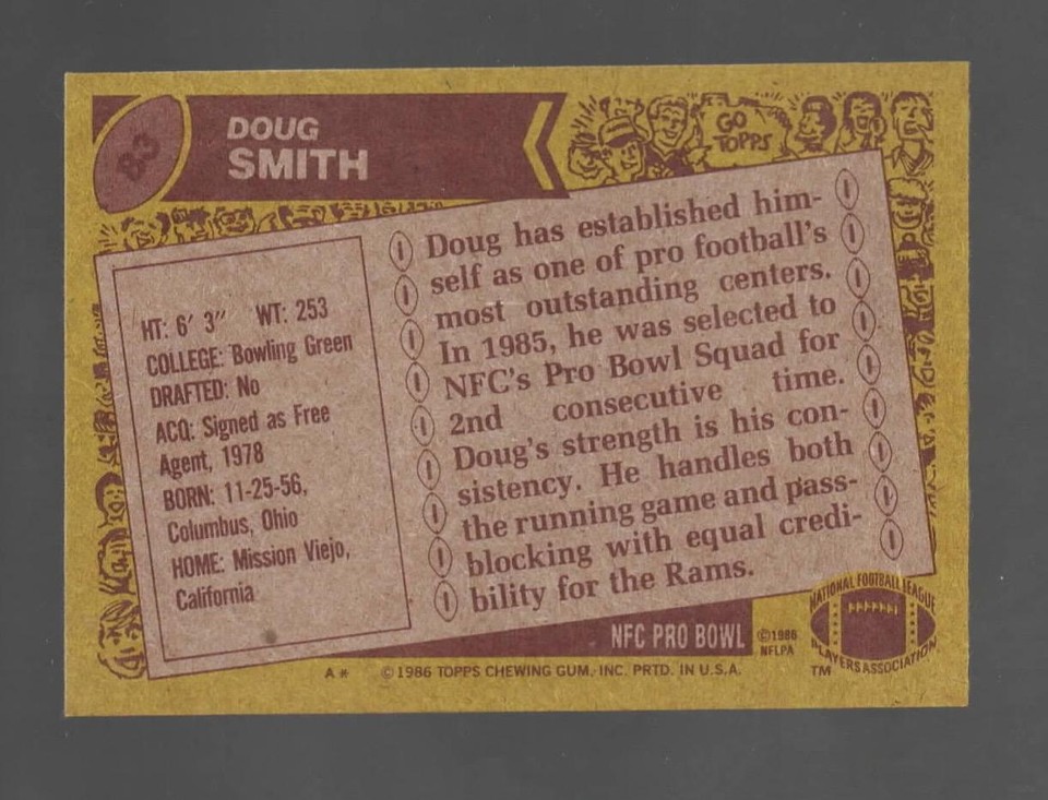 1986 Topps Doug Smith Los Angeles Rams #83 Near Mint or Better | eBay