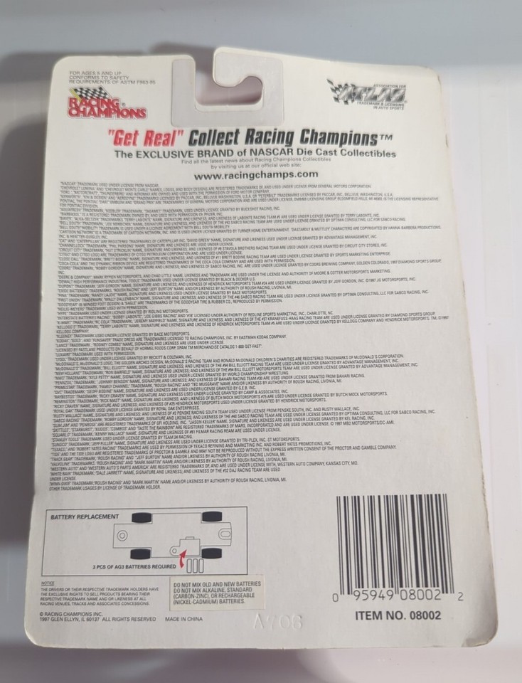 NASCAR 1997 Roaring Racers Cartoon Network Wacky Racing #29 Scale 1/64 ...