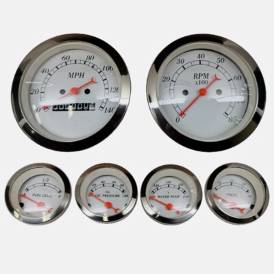 Vintage Mechanical 6 Gauge Set White Dial Classic Speedometer GM Hot ...