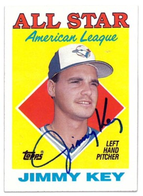 Jimmy Key signed 1988 Topps On Card Auto #395- COA (Toronto Blue Jays ...