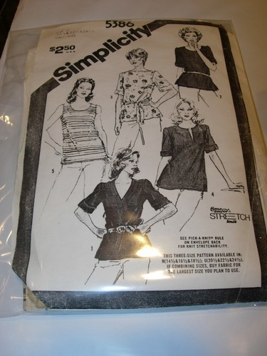 WOMENS UNCUT SIMPLICITY 5386 SEWING PATTERN PULLOVER TOP KNIT SIZE 20 1 ...