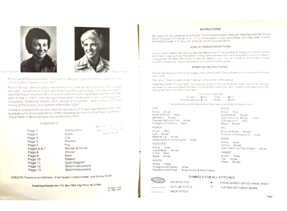 Stitchery Needlecraft Booklet 1982 Graphique Needle Arts PRIMITIVE ...