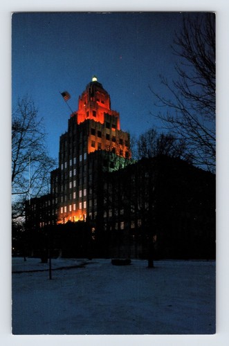 Postcard Illinois Decatur IL Staley Manufacturing Building Night 1980s ...