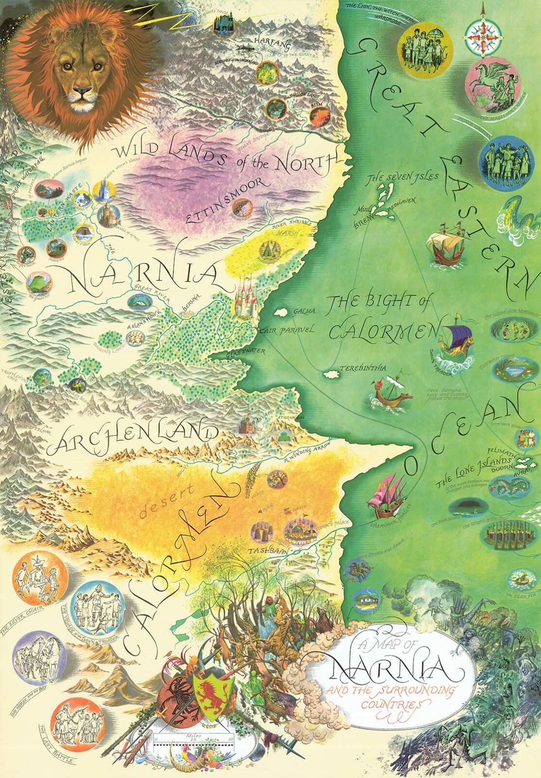 Map of Narnia and the Surrounding Countries Fantasy Wall Art Poster ...