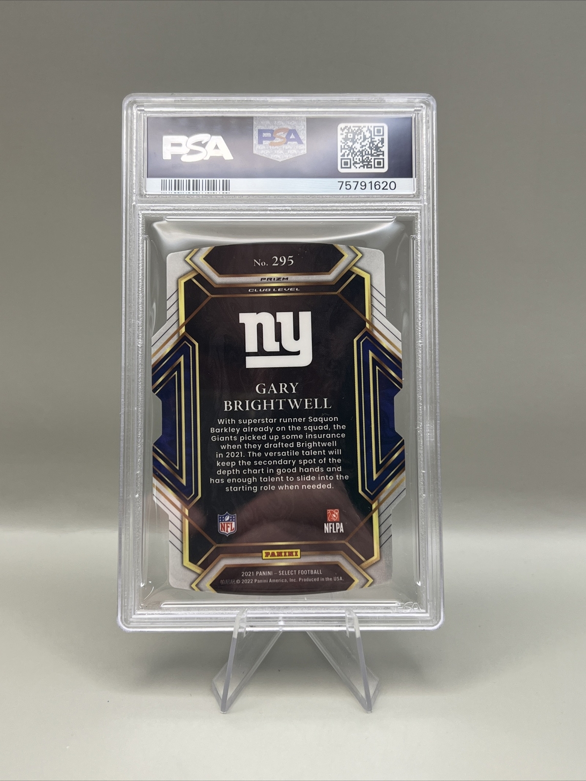 2021 SELECT GARY BRIGHTWELL RC 295 DIE CUT ZEBRA PRIZM PSA 9 NEW YORK ...