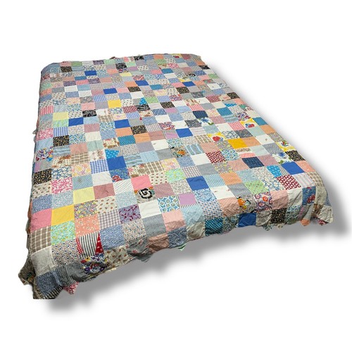 Vtg Scrappy Squares Quilt Top Multicolor 71x86” Machined Zigzag ...