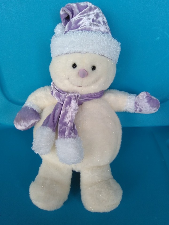 Snowman Plush Soft Sparkles White Purple Hat Nose Snowflake on Toe ...