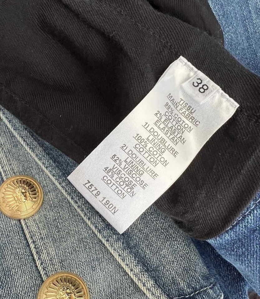 Stunning Authentic Balmain Washed Blue Denim Gold Buttons Jacket Blazer ...