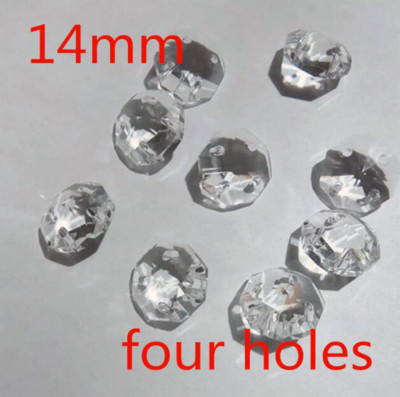 100Pcs 14mm Crystal Glass Octagonal Beads Chandelier Light Prisms Decor ...