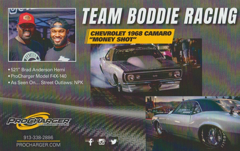 2022 Boddie Sr + Boddie Jr Pro Charger Camaro SEMA Street Outlaws Hero ...