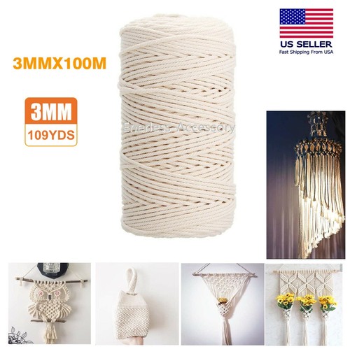 Artisan Macrame Rope 100% Natural Cotton Twisted Cord Craft String DIY ...