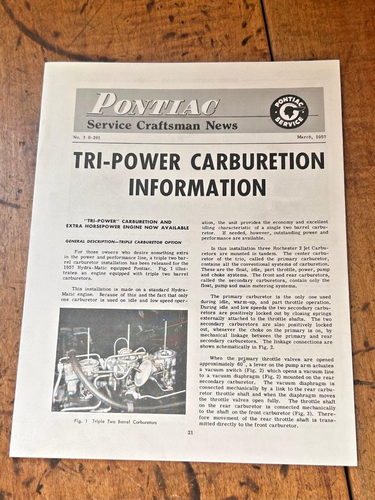 Pontiac Service Craftsman News Tri-Power Carburetion Information March ...