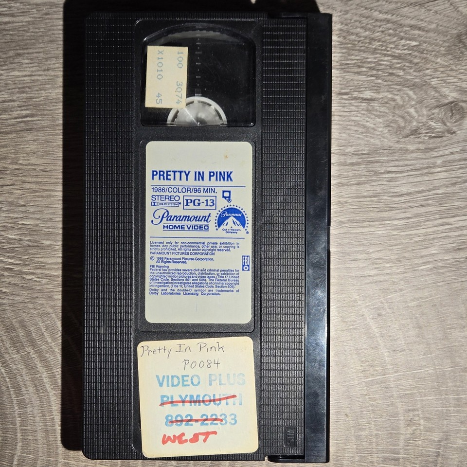 Pretty In Pink VHS 1986 Drama Molly Ringwald Andrew McCarthy Original ...