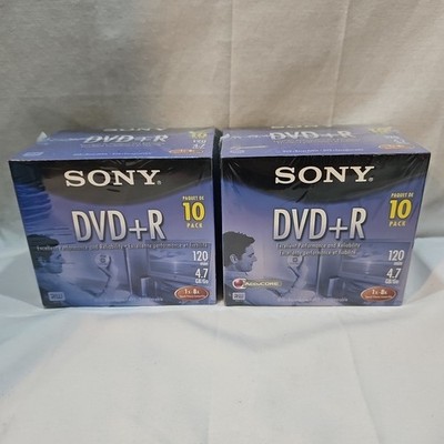 2 Sony DVD-R 10 Pack Discs With Cases 120 min 4.7 GB Blank New Sealed ...