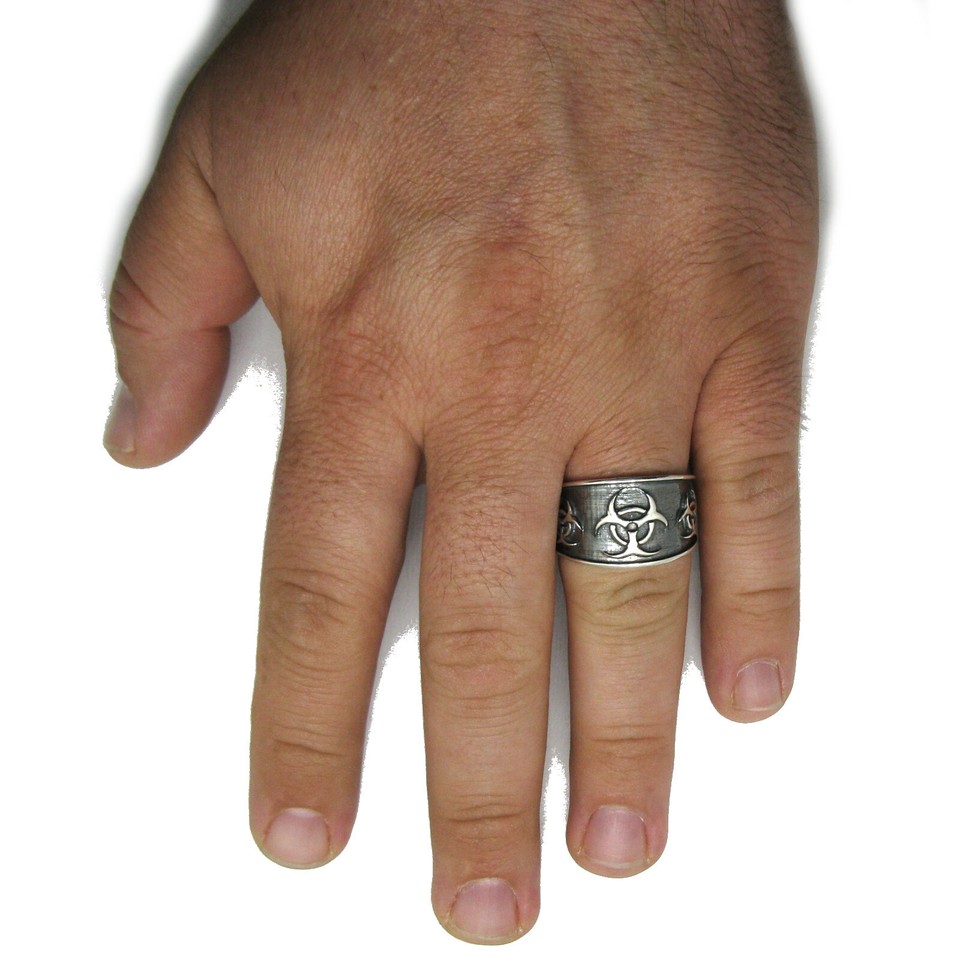 Genuine sterling silver ring Biohazard solid hallmarked 925 R001964 | eBay