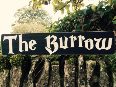 The Burrow Sign Harry Potter plaque Hogwarts Wood Old Vintage Look Door ...