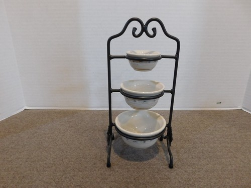 Longaberger Pottery Mini Mixing Bowls in Wrought Iron Stand | eBay