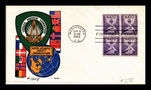 US COVER NATO FIRST DAY ISSUE SCOTT 1008 BLOCK OF 4 KEN BOLL CACHET ...