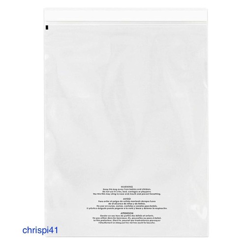 2000 9x12 Self Seal Suffocation Warning Clear Poly Bags - 1.5 mil / New ...