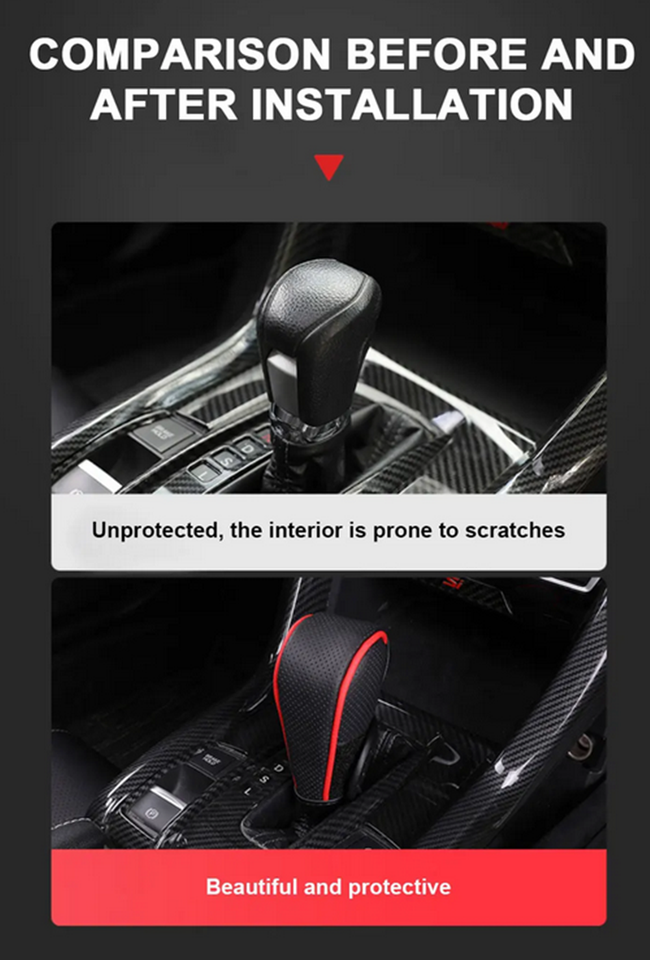 Car Gear Shift Collar Knob Covers Auto Leather Shifter Cap Protector ...