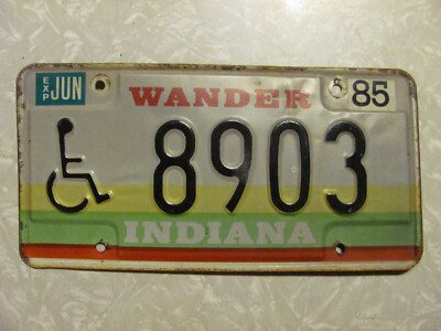 1984 INDIANA HANDICAP LICENSE PLATE original paint FREE SHIPPING 8903 ...