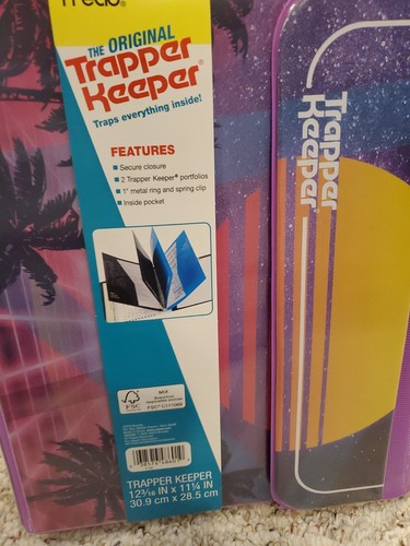 Mead Trapper Keeper 80s Retro Collection purple tropical sunset 1in ...