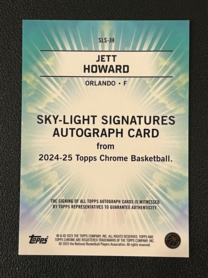 Jett Howard 2024-25 Topps Chrome Auto Sky-Light Orange Geometric /25 ...